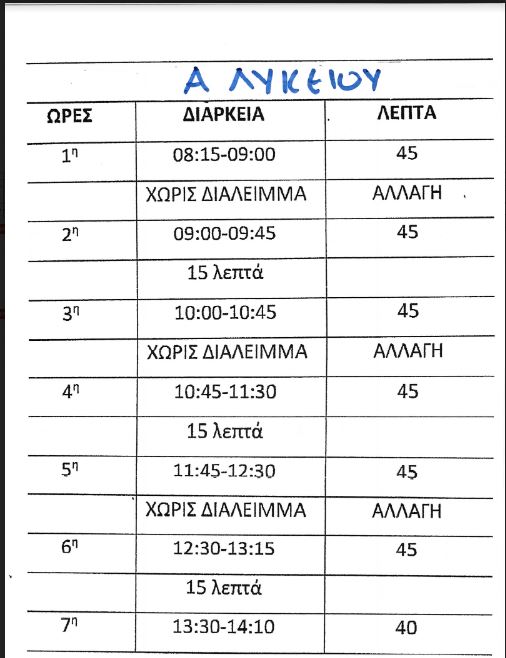 ΠΡΟΓΡΑΜΜΑ ΠΟΥ ΘΑ ΙΣΧΥΣΕΙ ΤΗΝ ΕΒΔΟΜΑΔΑ 19-23/4 – 8o Γυμνάσιο
